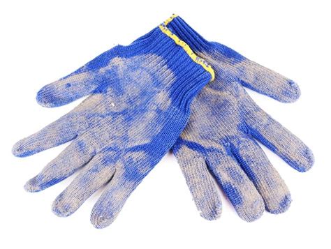 Premium Photo Dirty Used Fabric Gloves Isolated On White