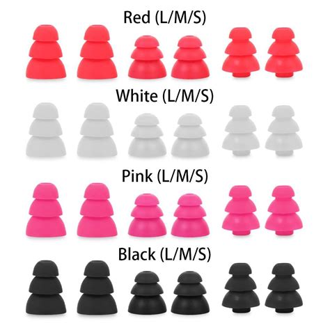 6pcs Soft Earphone In Ear Silicone Eartips Earbuds Cover Earplug Three