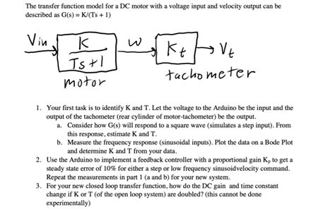 Solved The Transfer Function Model For A Dc Motor With A