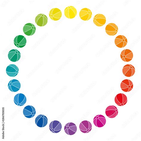 Rainbow Colored Balls Forming A Circle Shape Beach Ball Shaped Spheres