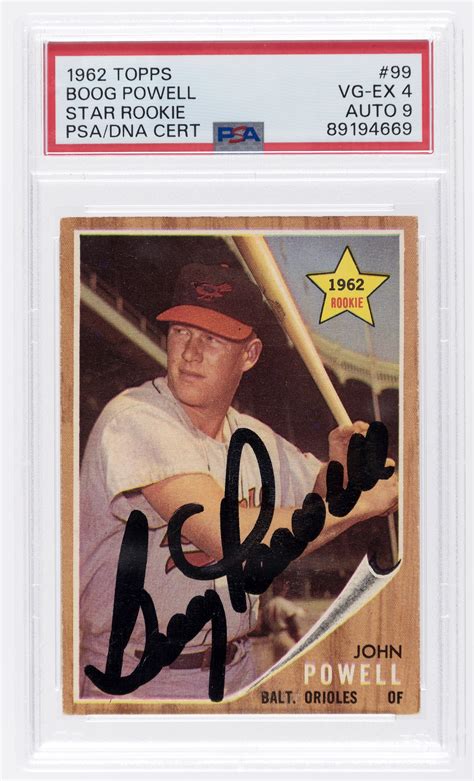 Hakes 1962 Topps 99 John Boog Powell Rookie Card Psa Dna 4 Vg Ex