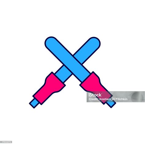 Filled Outline Marshalling Wands For The Aircraft Icon Isolated On White Background Marshaller