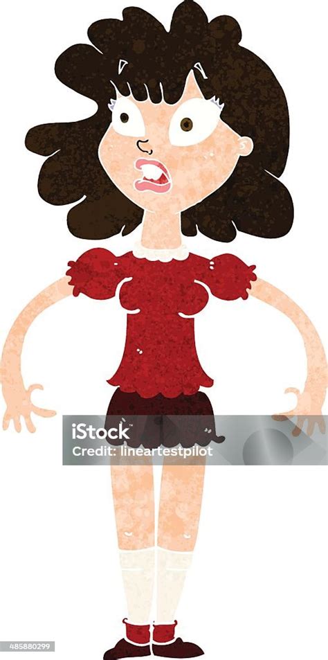 Kartun Gadis Cantik Dengan Ekspresi Terkejut Ilustrasi Stok Unduh
