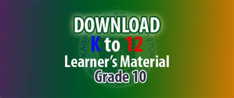 K To 12 Learning Materials For Grade 5 Learners Material For Grade 5