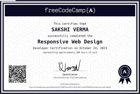 Happy To Share My New Achievement Of Completion Of The Responsive Web Design Course With 300