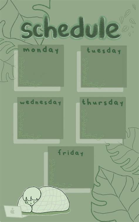 Green Theme Schedule Template