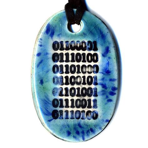 Atheist Binary Ascii Code Ceramic Necklace In Blue And Green Etsy Ceramic Necklace Coding