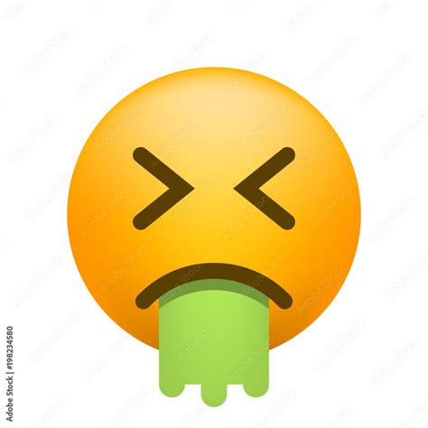Cute Puke Emoticon On White Background Isolated Vector Illustration