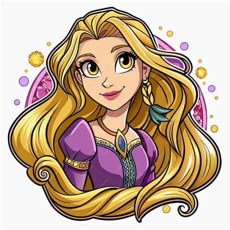 Sticker Style Disneys Rapunzel Vector Illustration Premium Ai