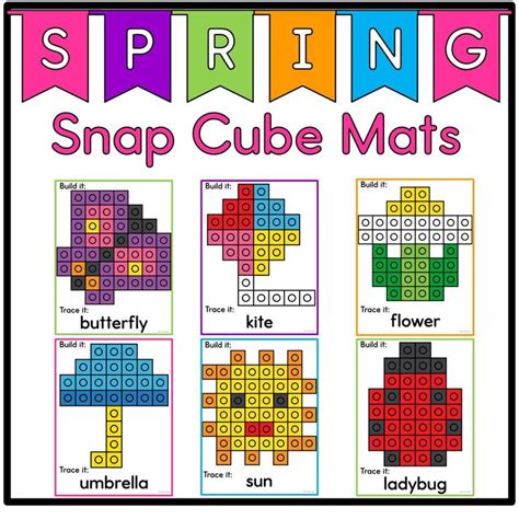 Spring No Prep Snap Cube Mats For Preschool And Kindergarten Fine Motor Skills In March April