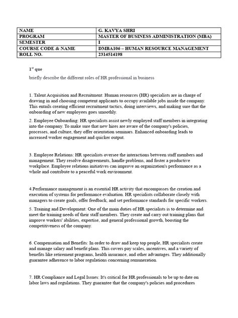 Hr Assign Full Pdf Cost Of Living Competence Human Resources