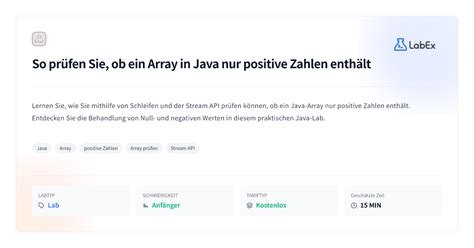 So Prüfen Sie Ob Ein Array In Java Nur Positive Zahlen Enthält Labex
