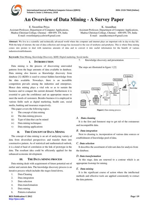 Pdf An Overview Of Data Mining A Survey Paper
