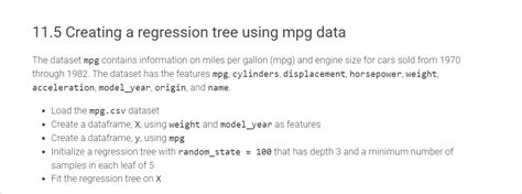 Solved 115 Creating A Regression Tree Using Mpg Data The