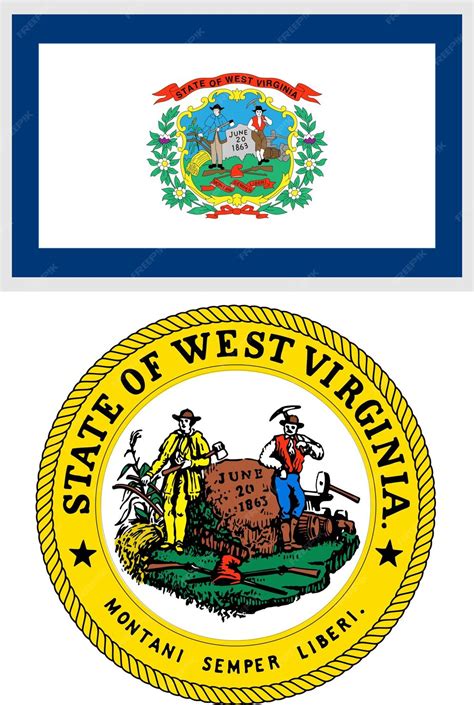 Premium Vector West Virginia Us State Flag And Coat Of Arm Design