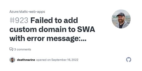 Failed To Add Custom Domain To Swa With Error Message Name Is Not Valid · Issue 923 · Azure