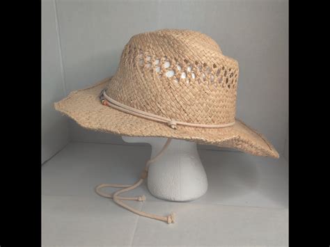 Womens Genuine Raffia Dorfman Pacific Straw Hat W S… Gem