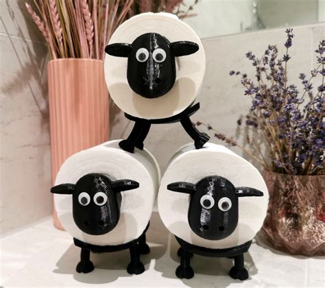 3d Printed Sheep Toilet Paper Roll Holder Bathroom Organizer Set Of