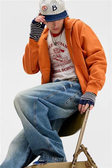Champion Uo Exclusive Burnt Orange Washed Zip Through Hoodie Urban