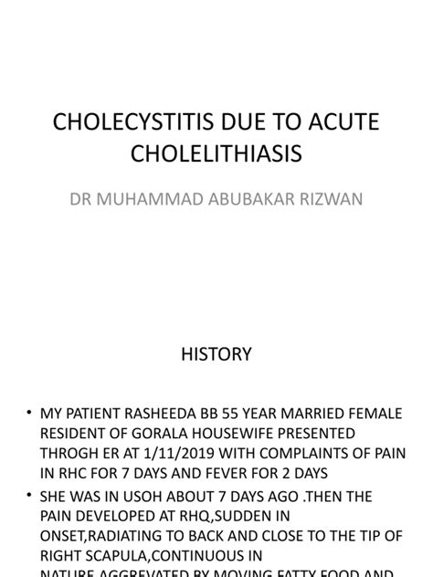 Cholecystitis Due To Acute Cholelithiasis Pdf Medical Specialties Clinical Medicine