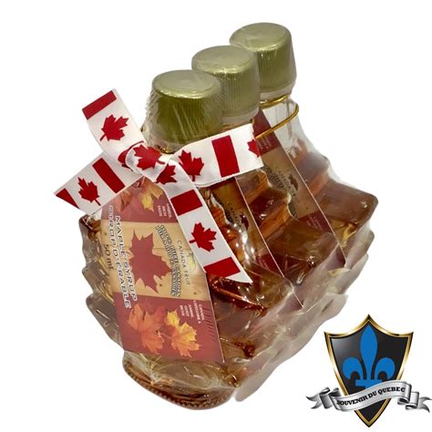 3 X 50 Ml Canadian Maple Syrup Maple Leaf Shaped Bottles Souvenir Du Quebec
