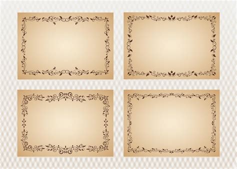 Vintage Border Template Grungy Vintage Floral Frame Template Vector