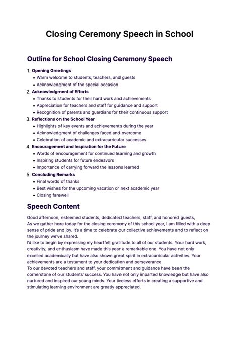 What Is An Exle Of A Closing Statement In A School Report