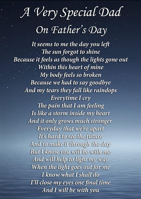 A Very Special Dad On Fathers Day Memorial Graveside Funeral Poem