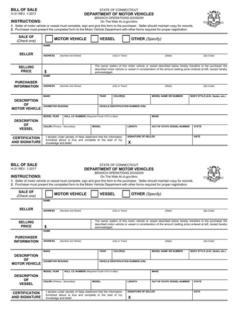 Ct Dmv Form H31 Bill Of Sale Forms Docs 2025