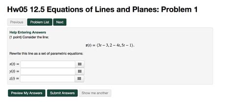 Solved Hw05 125 Equations Of Lines And Planes Problem 1