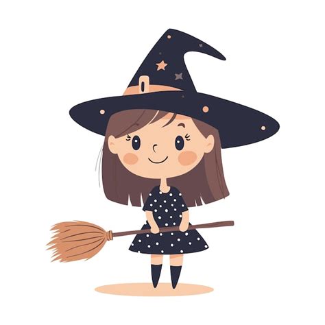 Cute Witch Vector Design Halloween Clipart Premium Ai Generated Vector