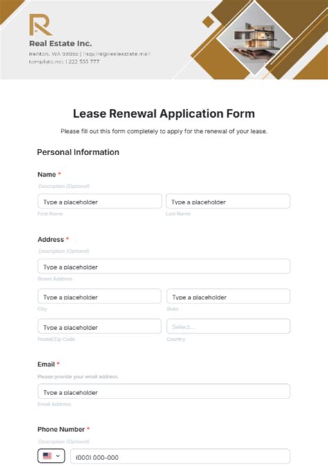 Free Lease Renewal Application Form Template To Edit Online