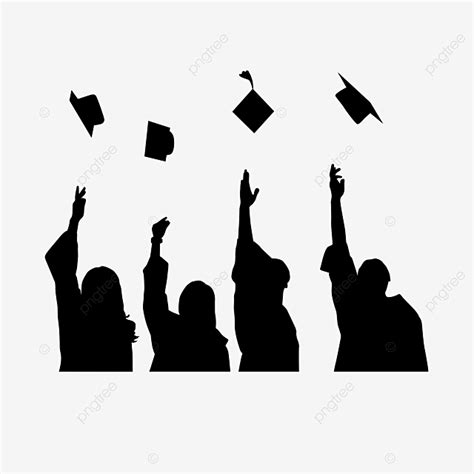 Gambar Lulus Taburkan Topi Bayang Watak Siluet Pelajar Png Dan Psd Untuk Muat Turun Percuma