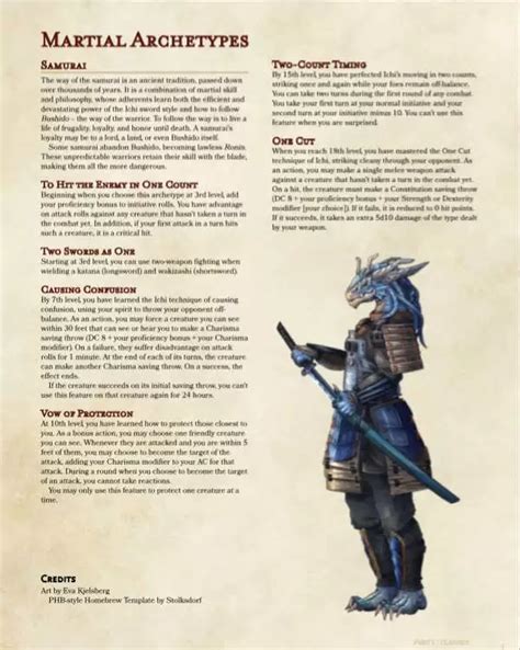 Fighter Archetype Samurai 5e Dungeon Masters Guild Drivethrurpg