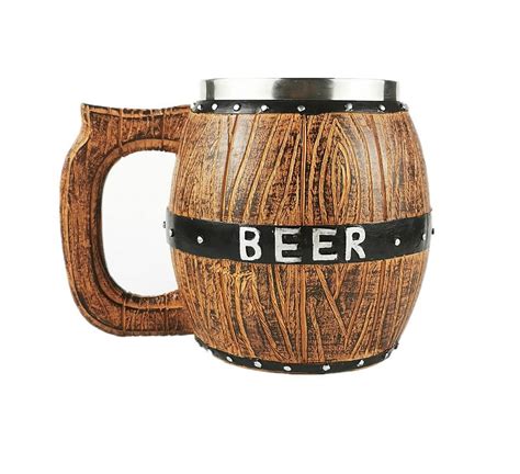 Oak Barrel Mug 550ml Original Wood Handmade German Stainless