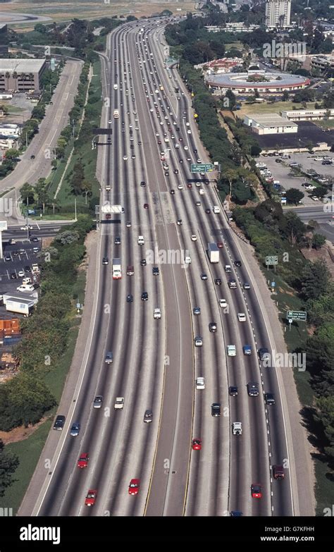 This Aerial View Shows A Section Of Interstate 405 Which Is A Major