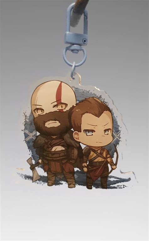 God Of War Kratos Atrerus Chibi Atreus Ragnarok Keychain Collectable
