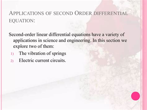 Application Of Higher Order Differential Equations Pptx