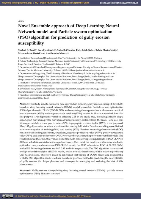 PDF Novel Ensemble Approach Of Deep Learning Neural Network Model And Particle Swarm