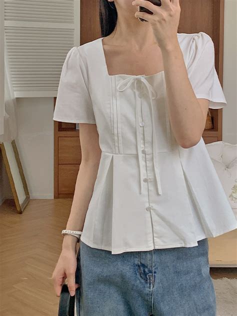 리리앤코 무료배송 썸머데일리체형보완 44 120 엔티리아 린넨 스퀘어넥 맞주름 리본 블라우스 여름 신상 데일리룩 데이트룩 여행룩 빅사이즈 하객룩 출근룩 여름