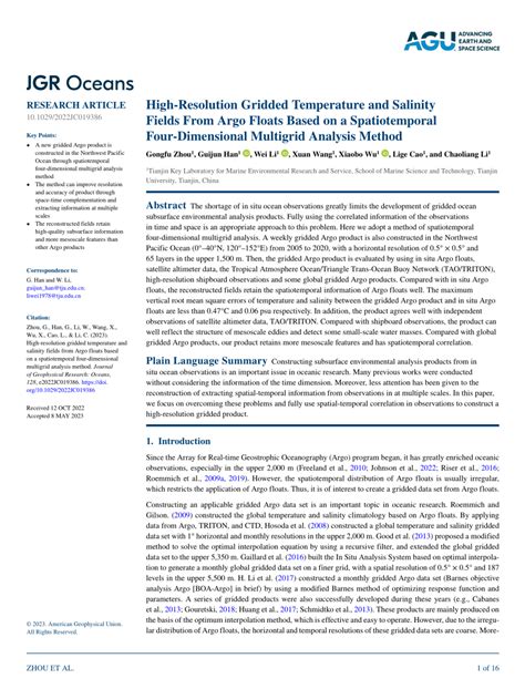 High‐resolution Gridded Temperature And Salinity Fields From Argo Floats Based On A
