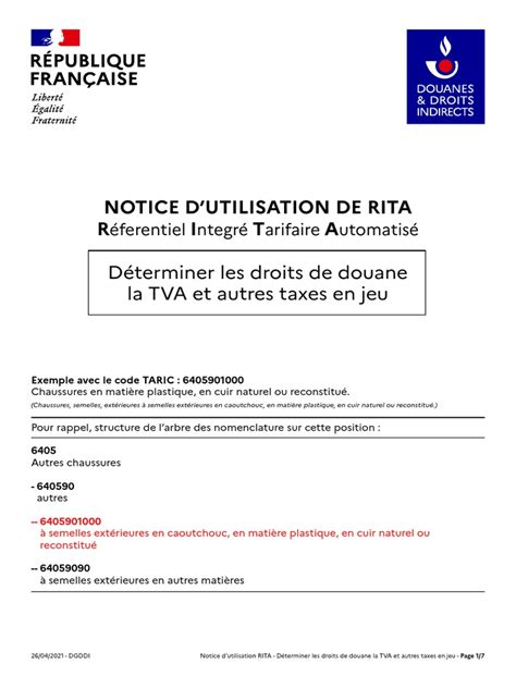 Utilisation De Rita Pour Droits De Douane Pdf Taxe Sur La Valeur Ajoutée Tarif