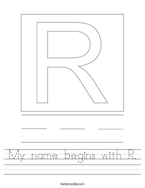 My Name Begins With R Worksheet Twisty Noodle
