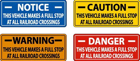 Stops At All Railroad Crossings Label Sign On White Background 7138384