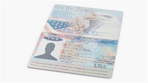 Usa Passport Open Page 3d Model Turbosquid 2219337