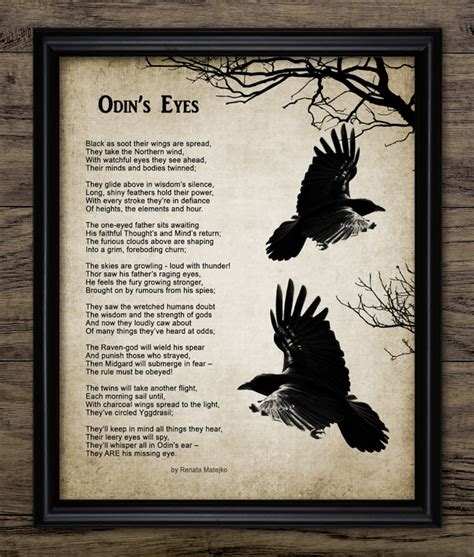 Odins Eyes Poem Printable Viking Wall Art Norse Mythology Raven