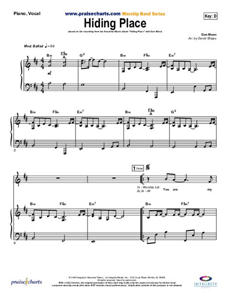 Hiding Place Sheet Music Pdf Don Moen Praisecharts