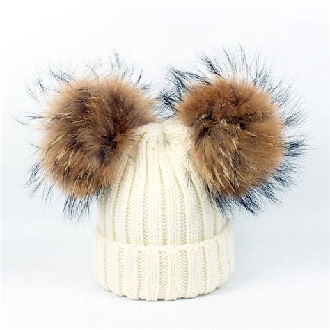 Lj201225 Double Pom Poms Knit Beanies Hat Warm Cotton Winter Skullies