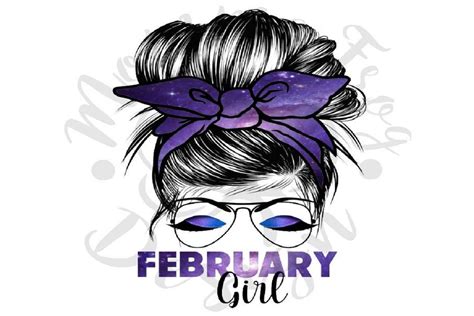 February Girl Messy Bun Png Graphic By Momma Frog Designs · Creative