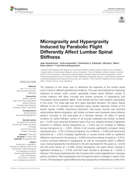 Pdf Microgravity And Hypergravity Induced By Parabolic Flight